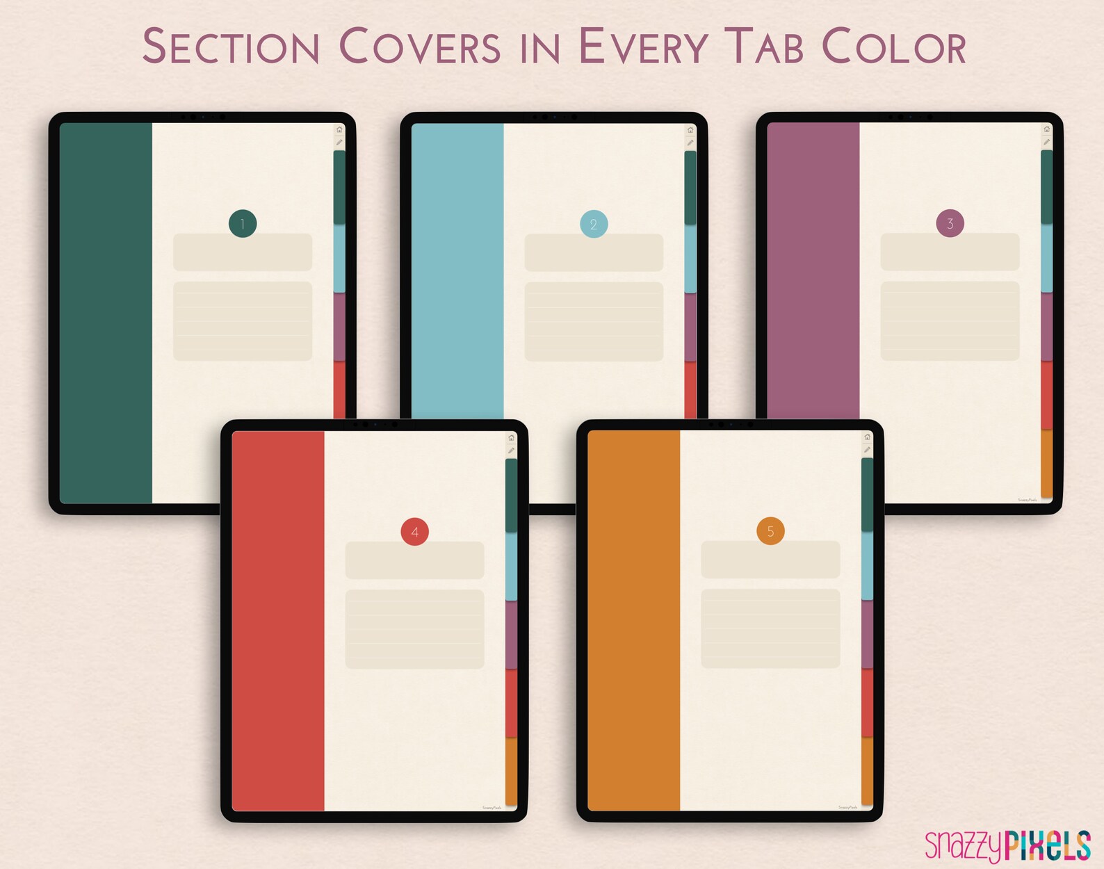 5 Digital Notebooks boho 5 Tabs for Goodnotes Notability - Etsy