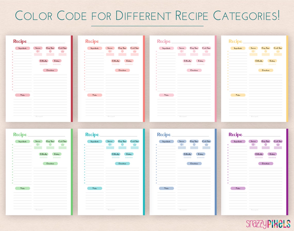 Recipe Page Template Printable PDF Recipe Sheet Recipe - Etsy