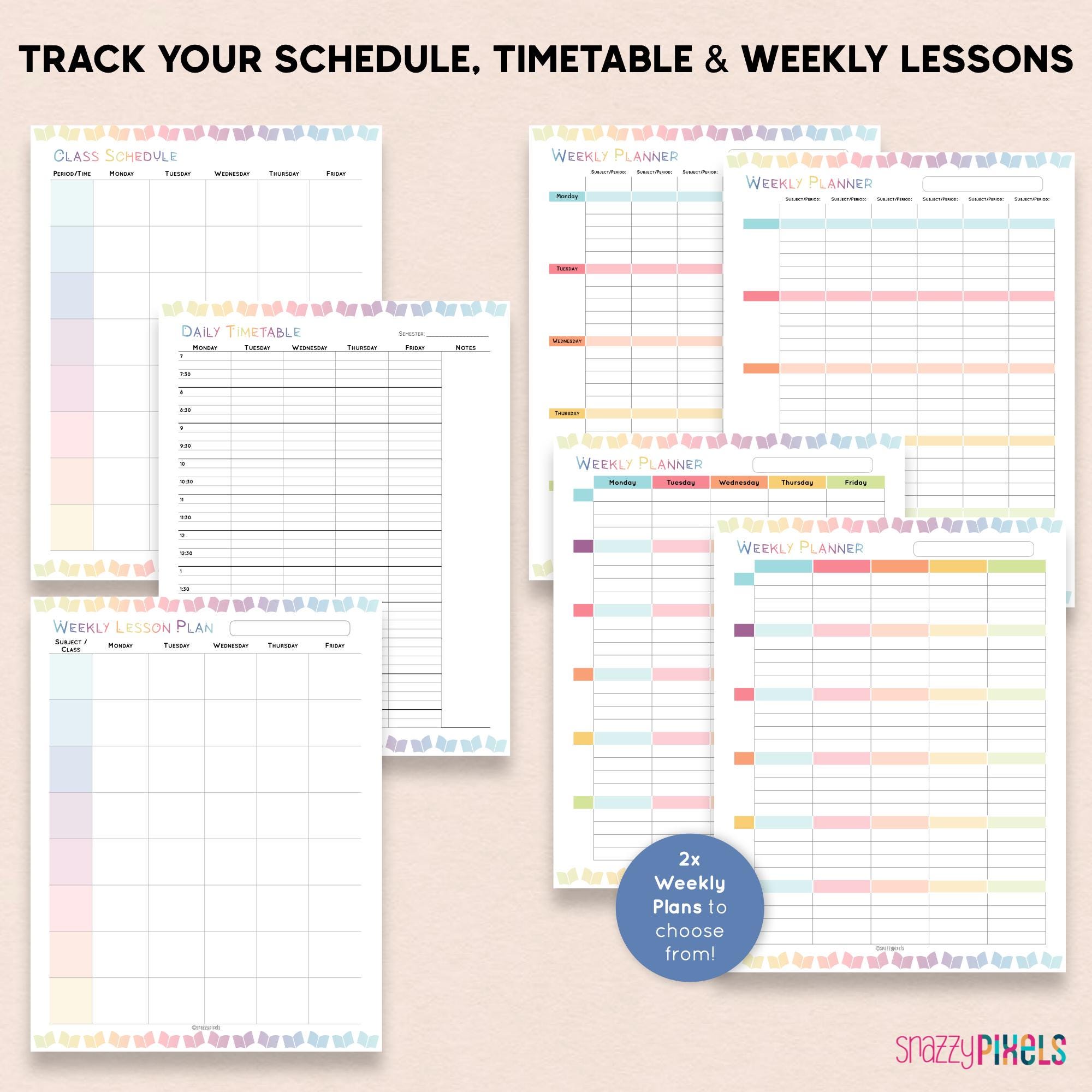 Teacher Planner Printable (rainbow), Undated Teaching Binder, Lesson ...