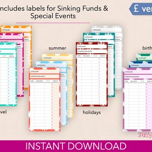 Cash Envelope Inserts GBP Printable PDF, 3x6 Inch, Sinking Funds Labels ...