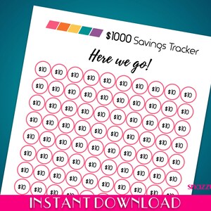 1000 Savings Challenge (printable PDF), 1k Savings Tracker Printable ...