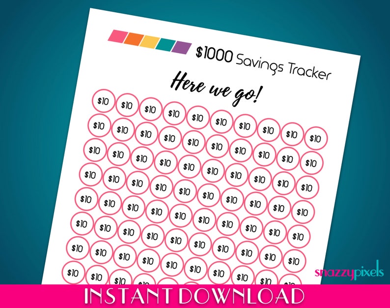 1000 Savings Challenge printable PDF 1k Savings Tracker | Etsy