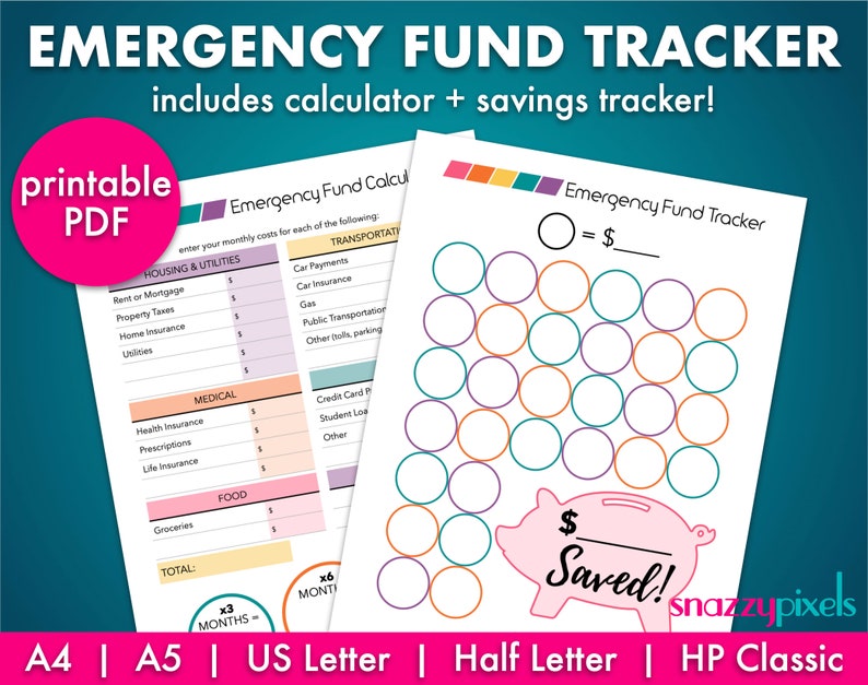 Emergency Fund Tracker 2 Pages Emergency Fund Printable - Etsy