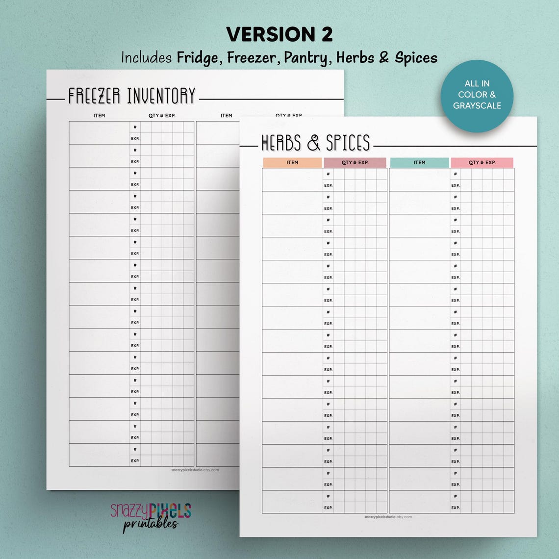 Kitchen Inventory Printable Template, Fridge Freezer Pantry Herbs ...