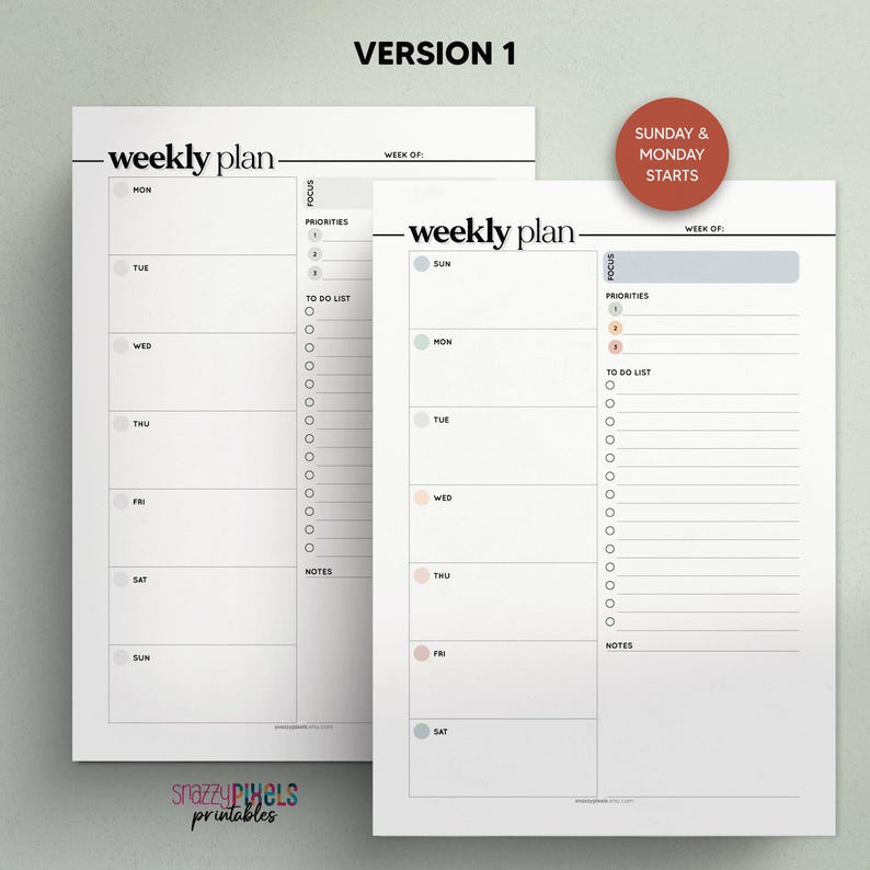 Weekly Planner Printable, Fillable PDF, Undated Organizer (classic) - Etsy