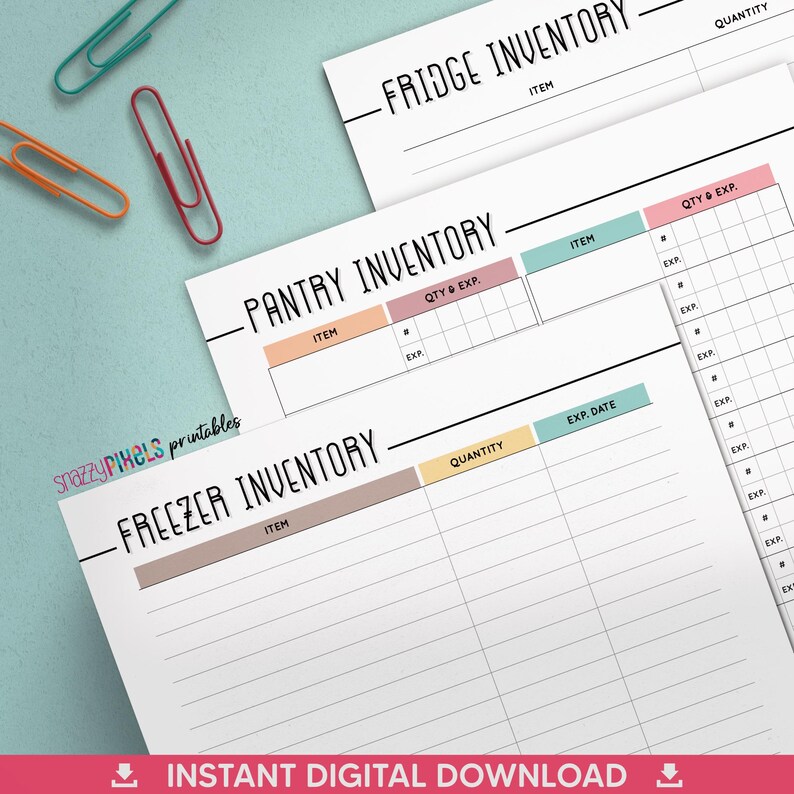 Kitchen Inventory Printable Template, Fridge Freezer Pantry Herbs ...