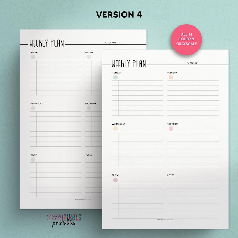 5 Day Weekly Plan Printable, Fillable PDF, BOHO Style - Etsy