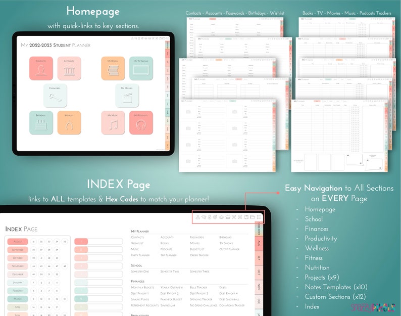 ALL-IN-ONE Digital Student Planner coral 2022-2023 Academic - Etsy