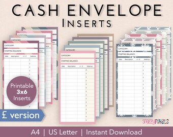 Cash Envelope Tracker, Vertical Cash Trackers, Cash Envelope Balance ...