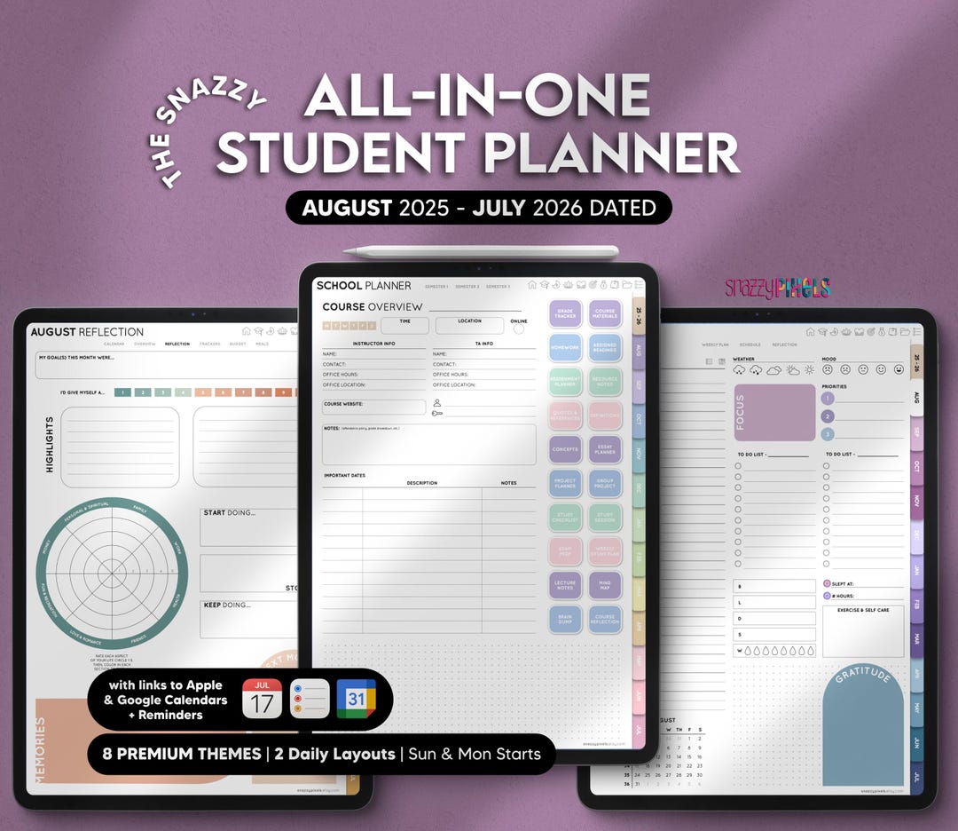 Digital Student Planner DATED 2025-2026 (portrait), Digital Academic ...
