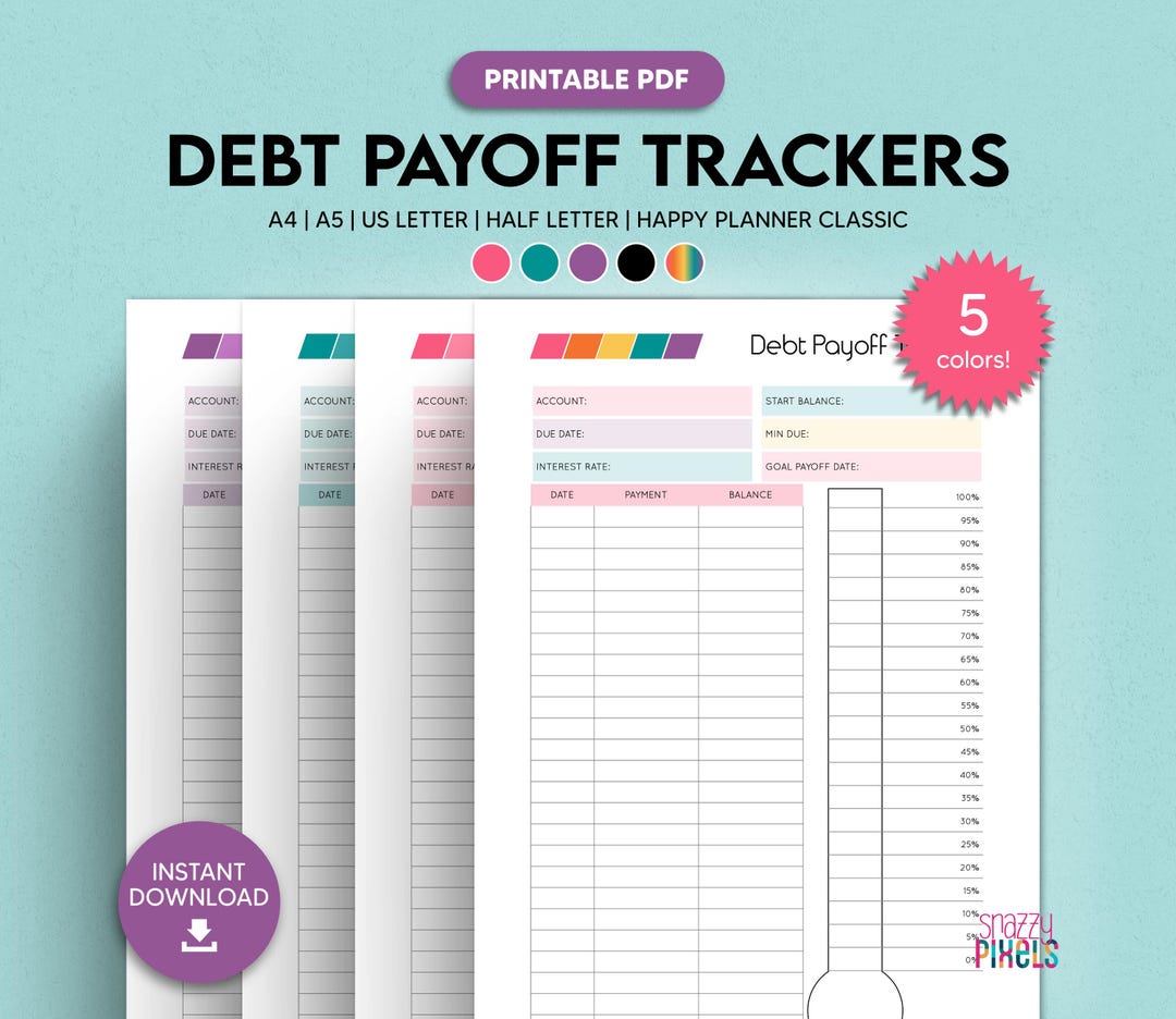 Debt Payoff Tracker Printable, Debt Thermometer, Debt Free, Student ...