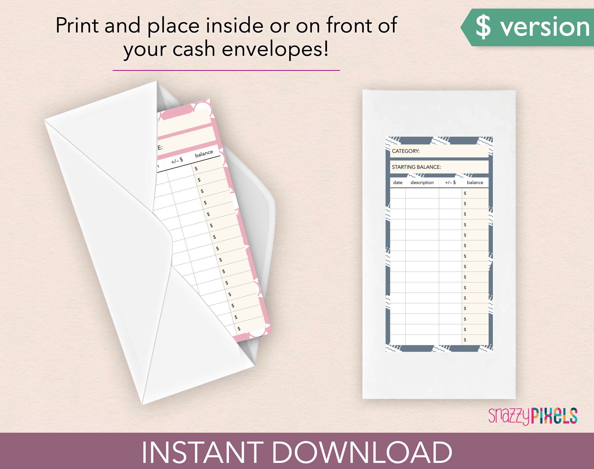 Cash Envelope Inserts Printable PDF 3x6 Inch Sinking Funds - Etsy