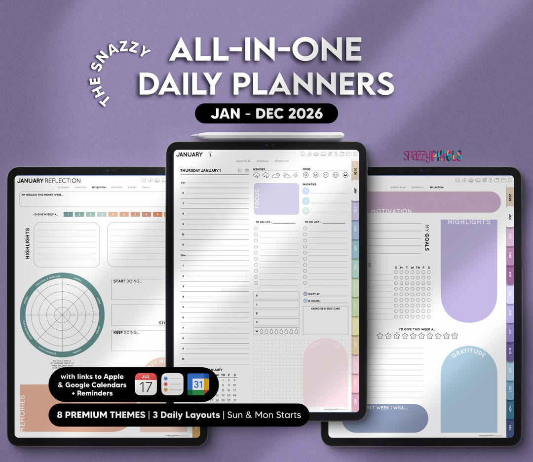 2026 Digital Daily Planner PORTRAIT | All-in-one Digital Daily Journal ...