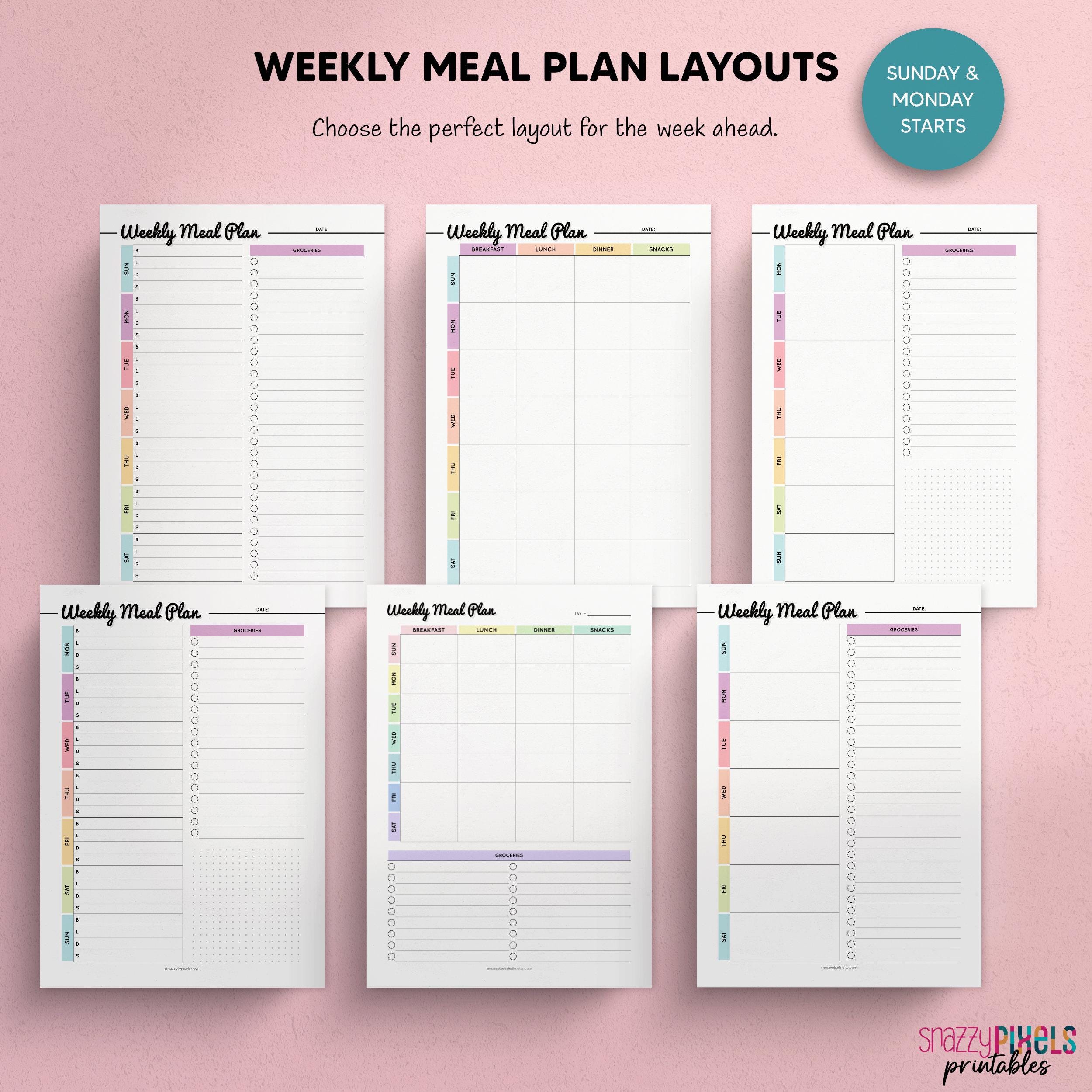Meal Planner Printable, Weekly Meal Menu Planner DIY Recipe Planner ...