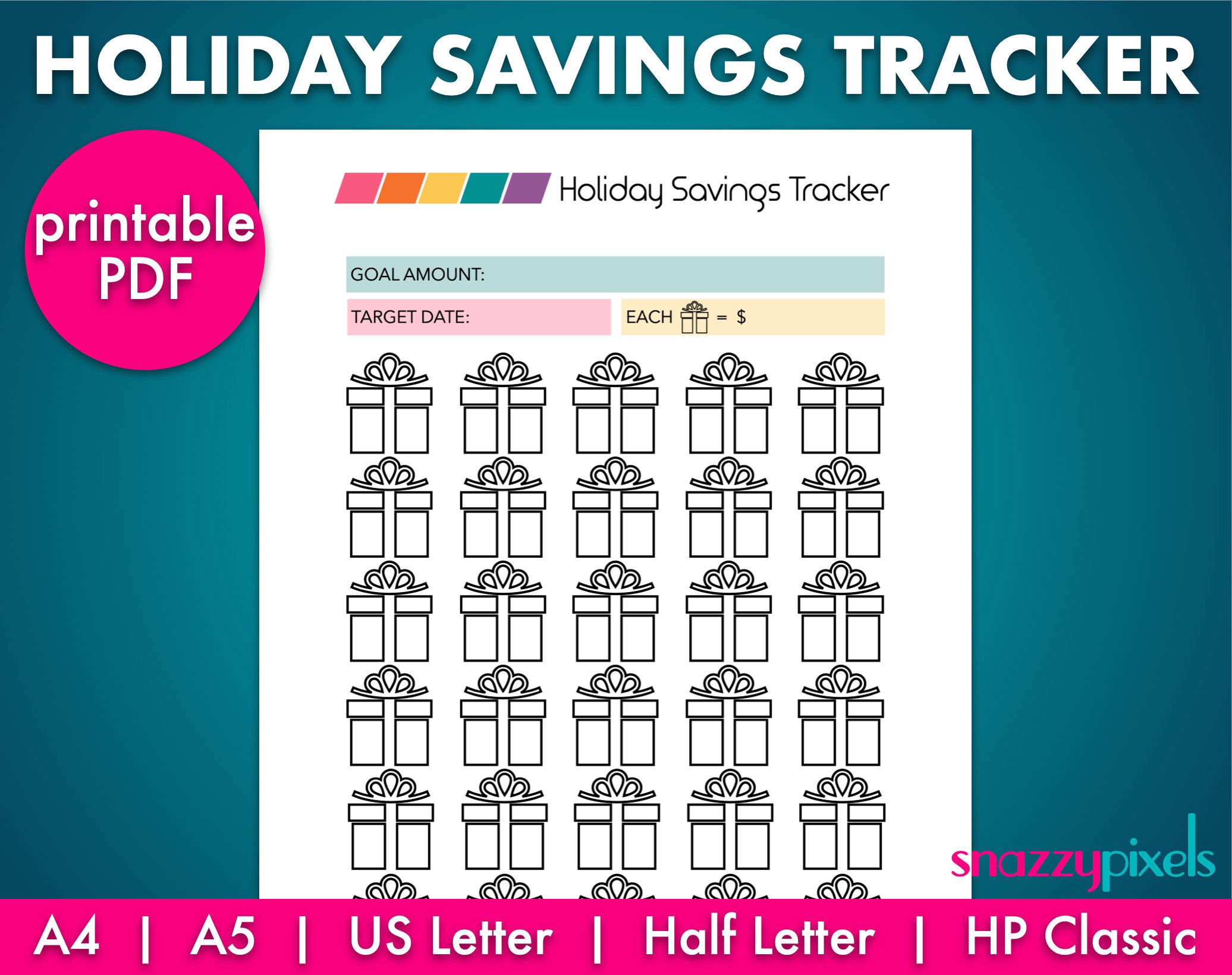 Holiday Savings Tracker printable PDF Christmas Savings - Etsy