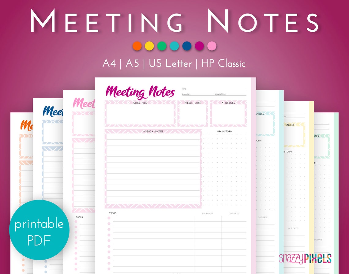 Meeting Notes Printable Meeting Notes Template Meeting - Etsy