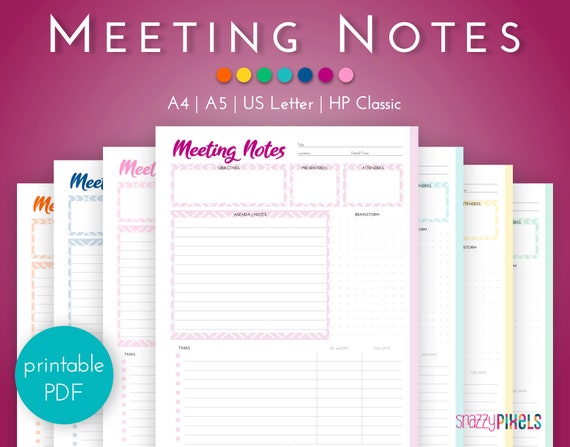 Meeting Notes Printable Meeting Notes Template Meeting - Etsy