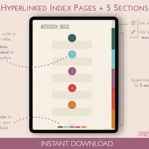 5 Digital Notebooks boho, 5 Tabs for Goodnotes Notability, Digital ...