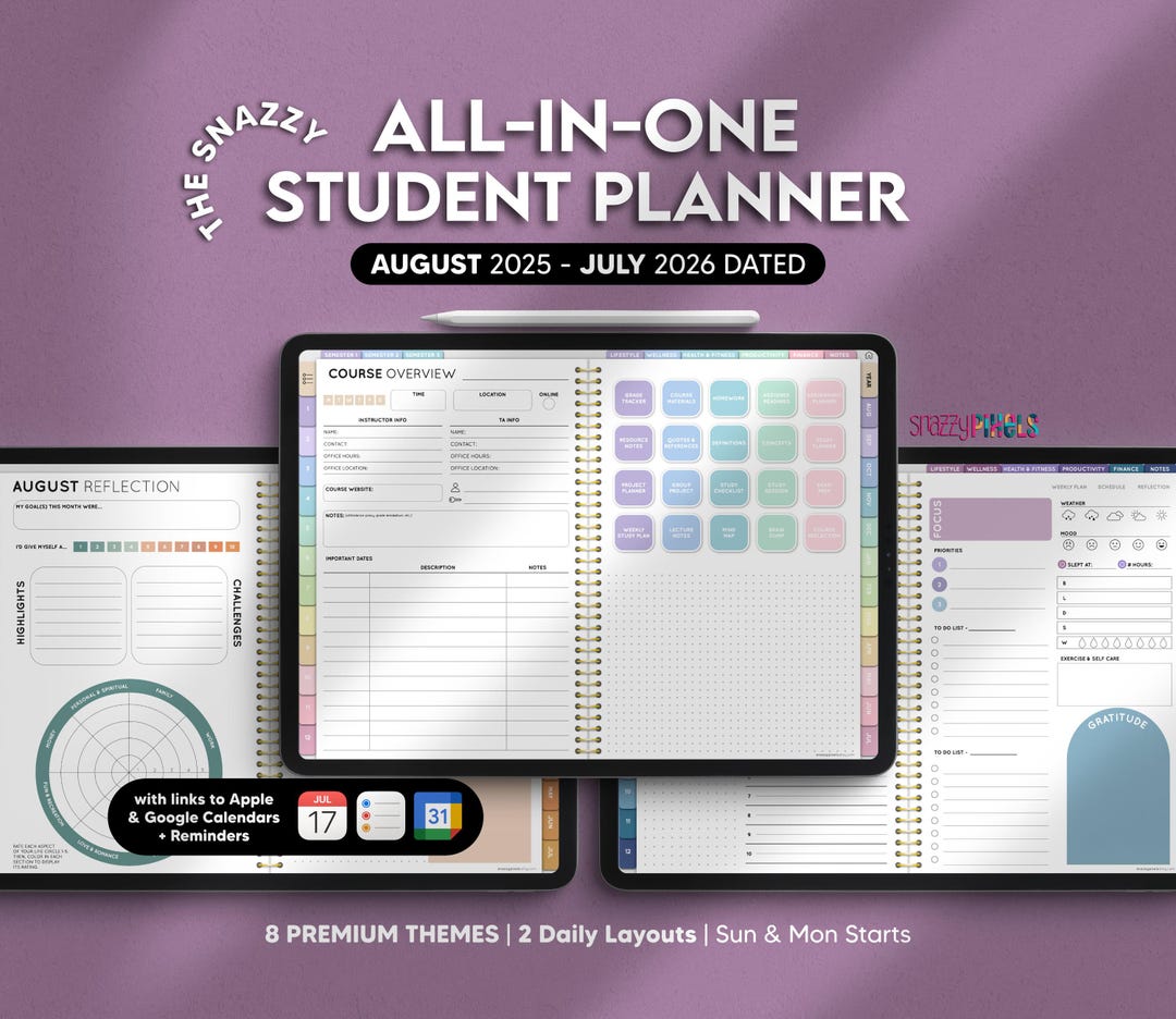 Digital Student Planner AUGUST 2025 DATED All-in-one, Digital Academic ...