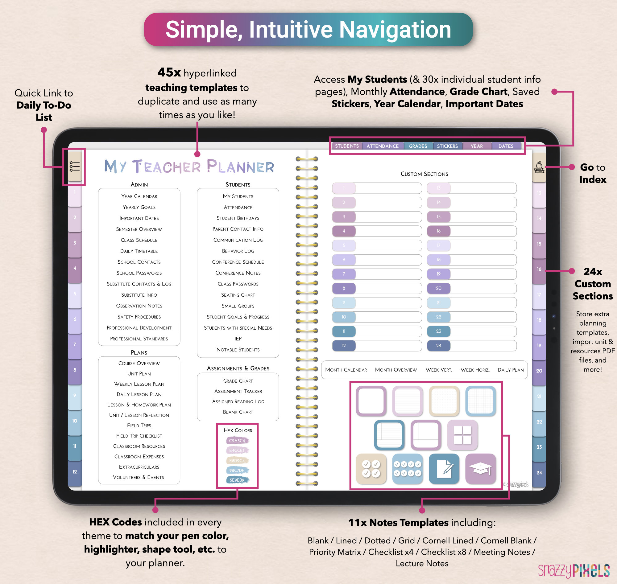 Digital Teacher Planner Inserts, Teaching Planner, Academic Planner ...