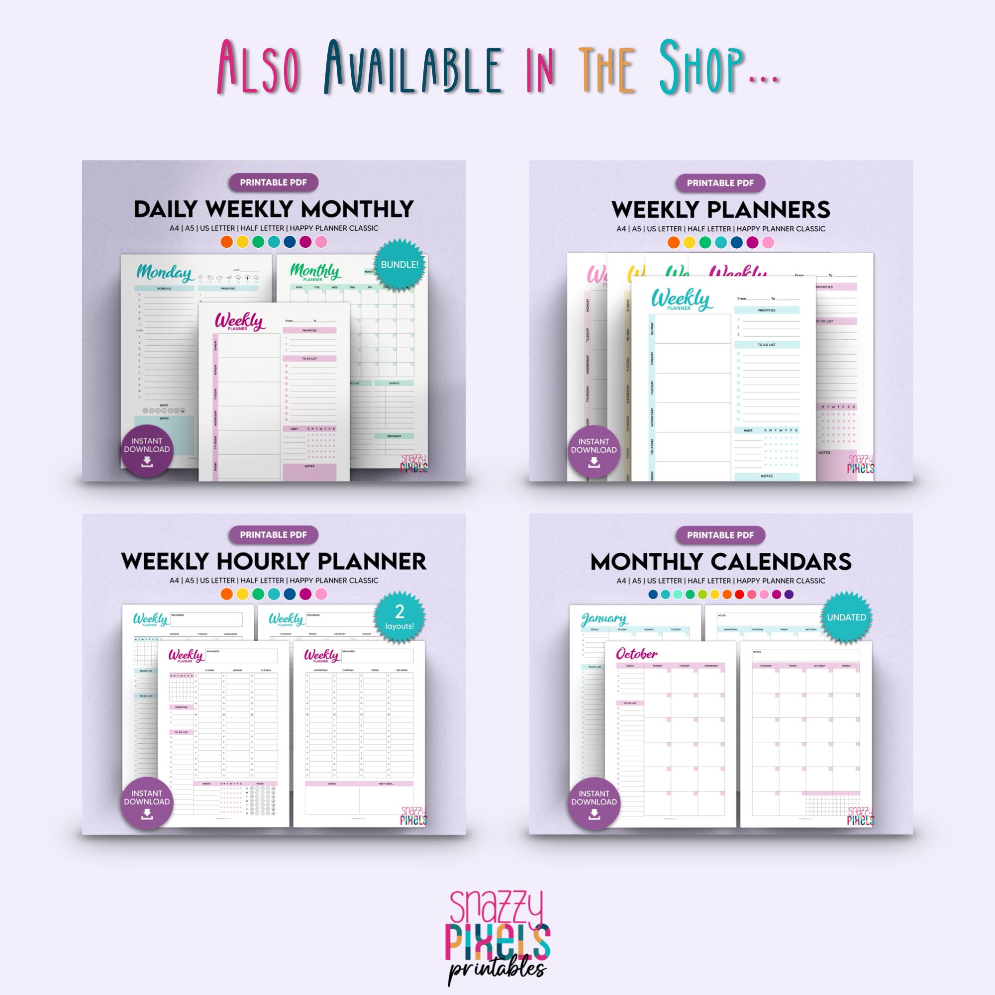 Month at a Glance Planner Printable PDF (color), Month Goals, to Do ...