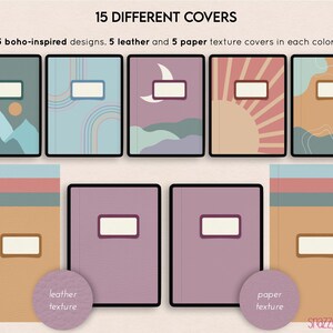 5 Digital Notebooks (boho), 5 Tabs for Goodnotes Notability, Digital ...