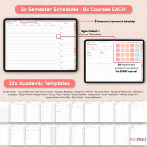 ALL-IN-ONE Digital Student Planner coral, 2024-2025 Academic Planner ...