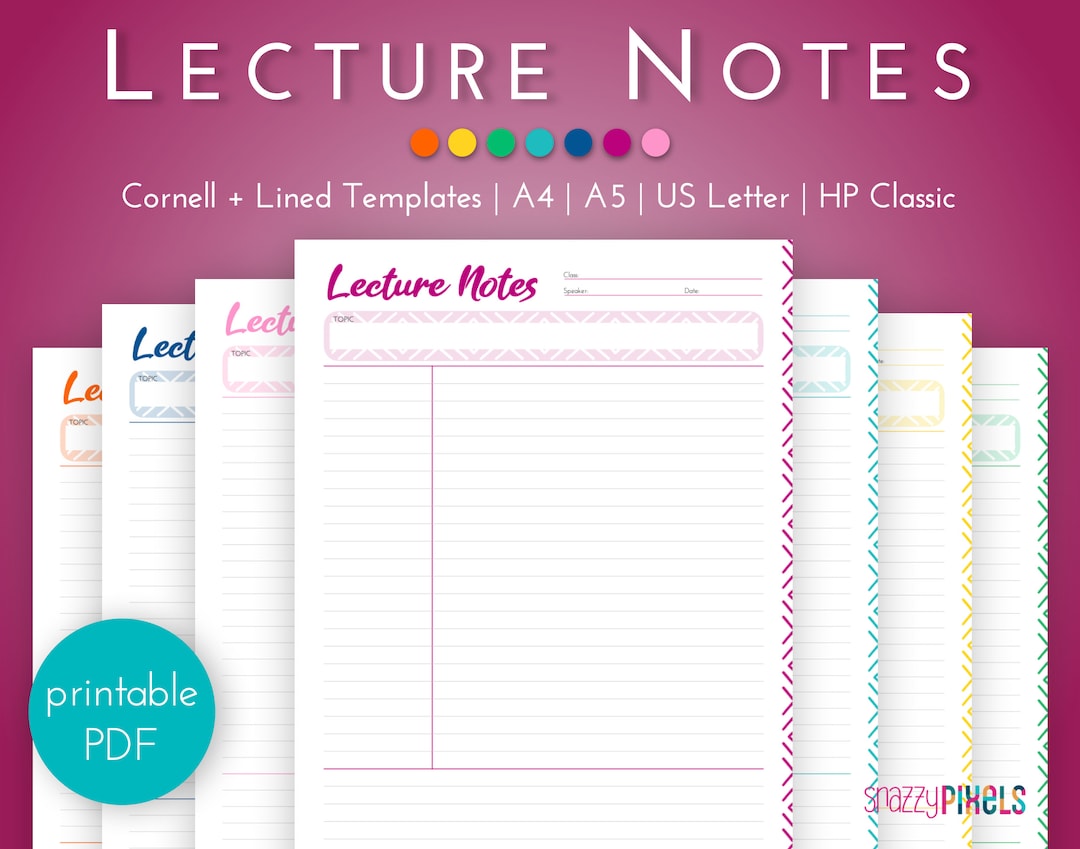 Printable Lecture Notes, Cornell Notes Template, Lined Notes Paper ...