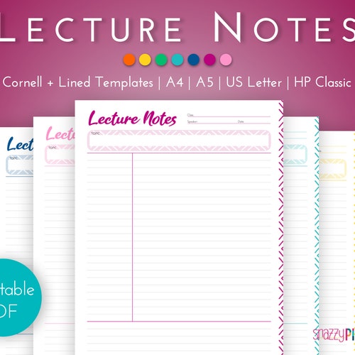 Printable Lecture Notes Cornell Notes Template Lined Notes - Etsy