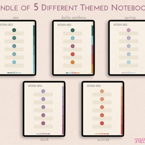 5 Digital Notebooks boho, 5 Tabs for Goodnotes Notability, Digital ...