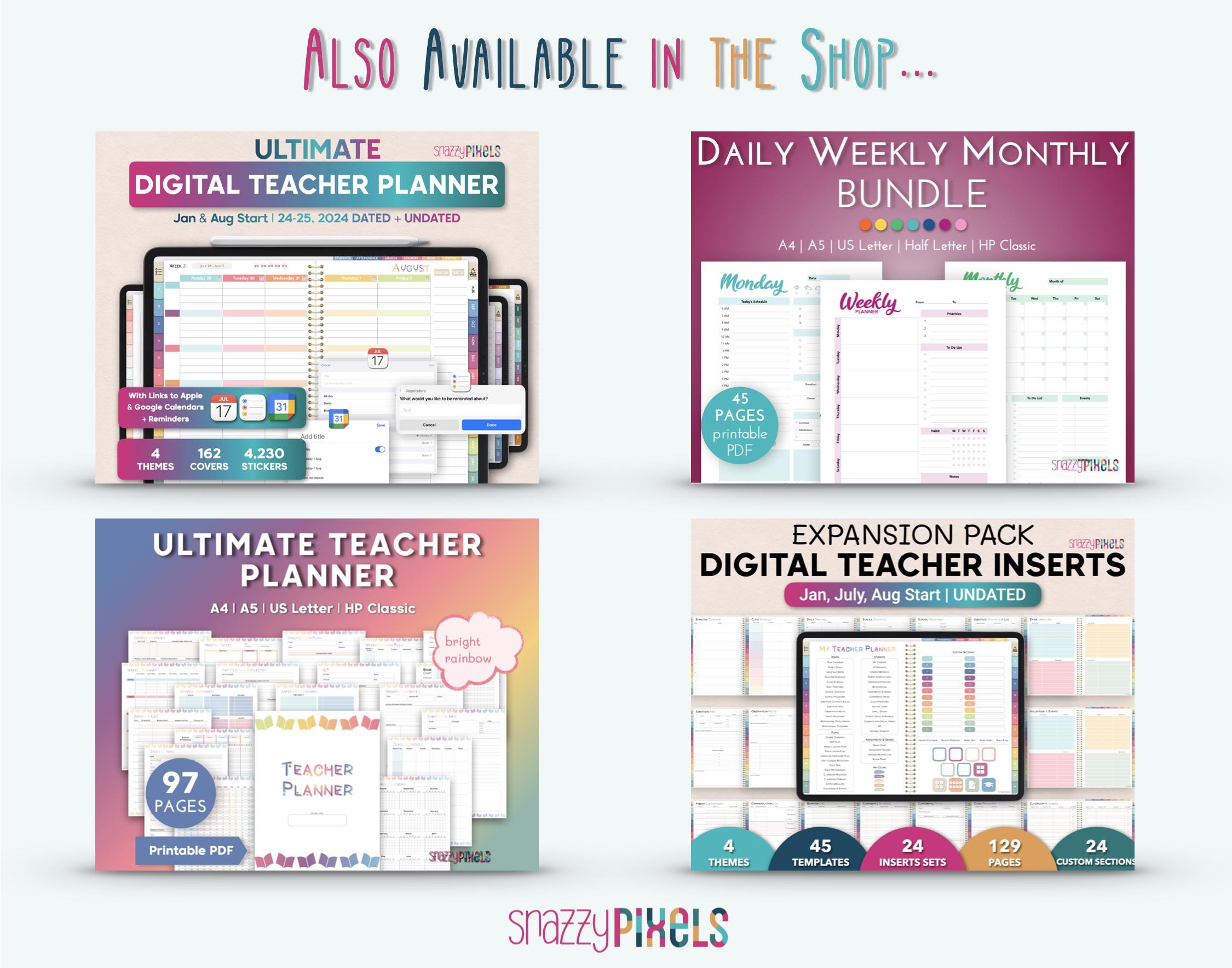 Teacher Planner Printable (cool Blossom), Undated Teaching Binder ...