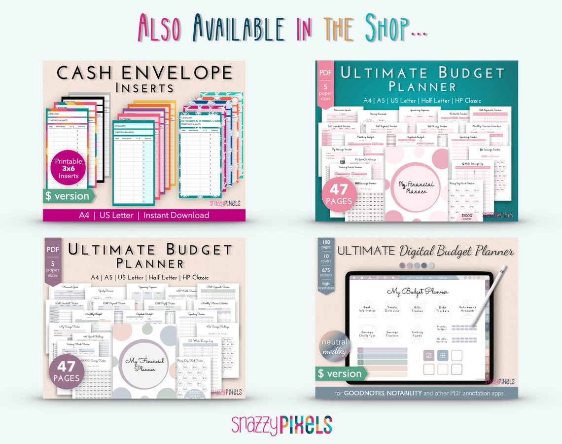 Budget Planner Printable PDF multicolor Financial Planner - Etsy