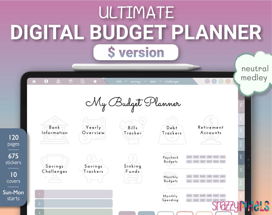 Digital Budget Planner neutrals Digital Finance Planner - Etsy