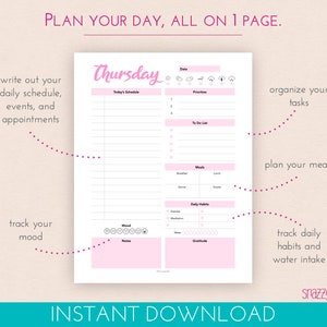Productivity Planner Printable PDF (color), Daily Weekly Monthly ...