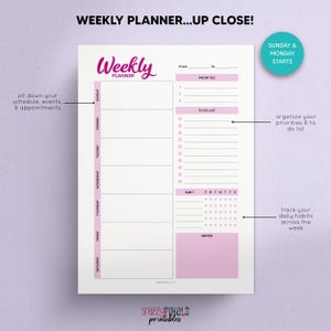 Productivity Planner Printable PDF (color), Daily Weekly Monthly ...