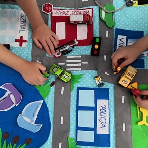 Car Play Mat, Toy Car Mat, Road Mat, Car Playmate, Felt Play Mat, Felt ...