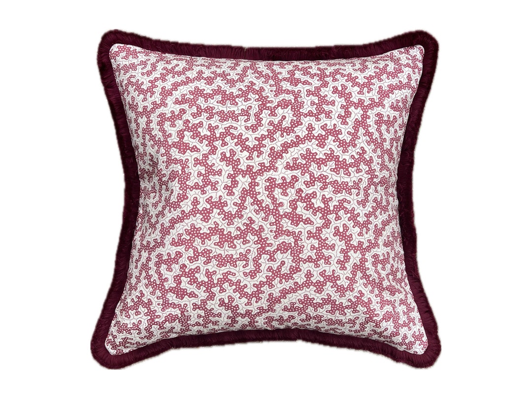 Sanderson Damson Truffle Burgundy Fringed Cushion 50 X 50cm - Etsy UK