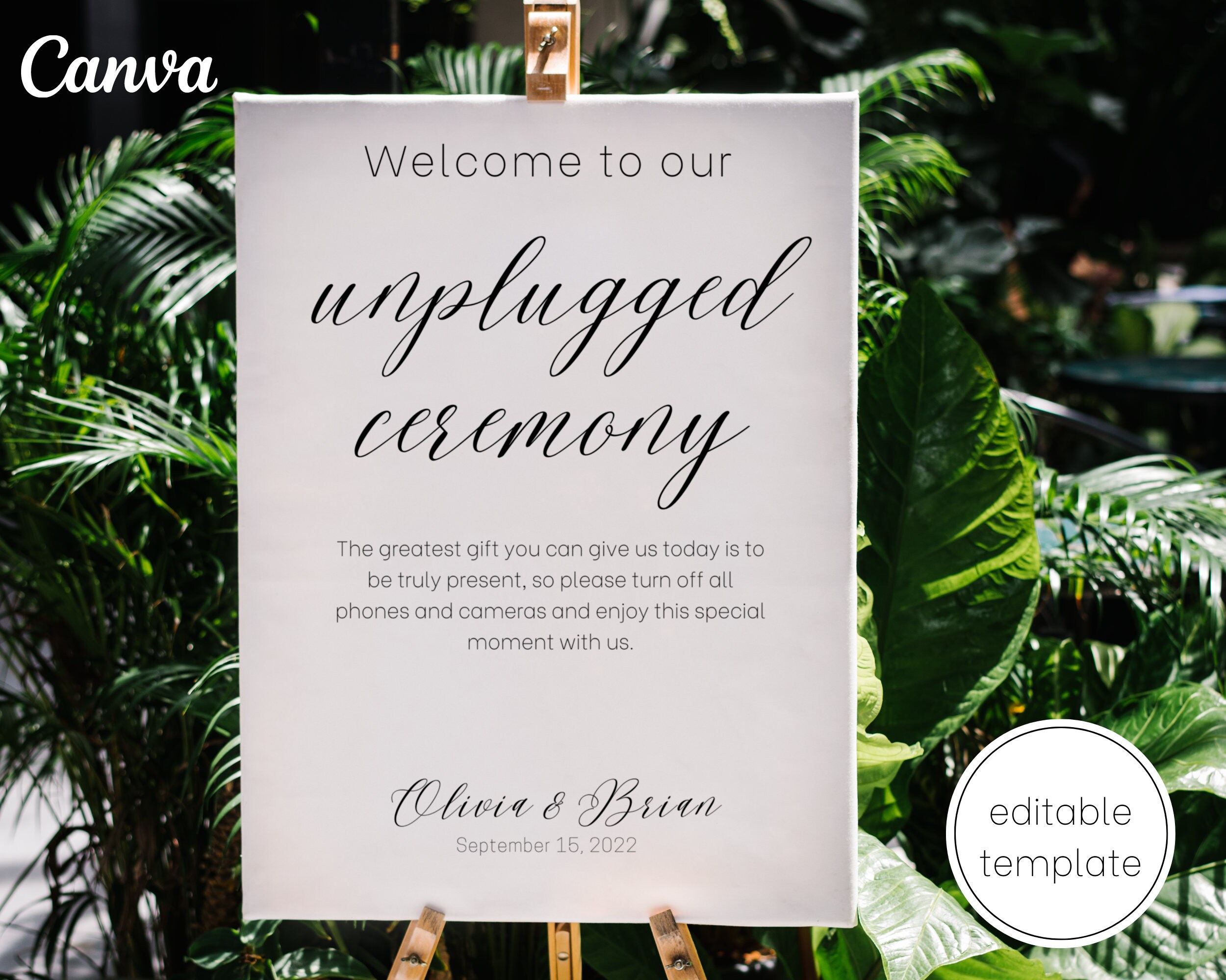 Unplugged Wedding Ceremony Sign Template | Unplugged Wedding Sign ...