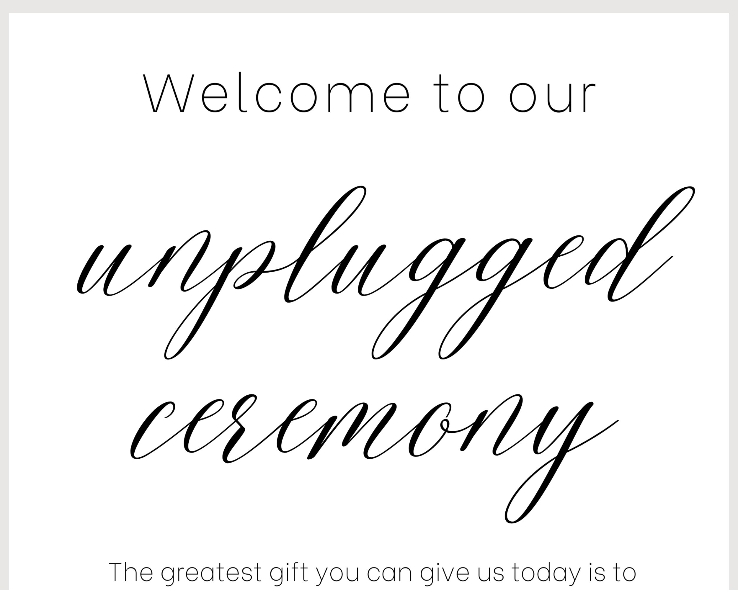 Unplugged Wedding Ceremony Sign Template | Unplugged Wedding Sign ...