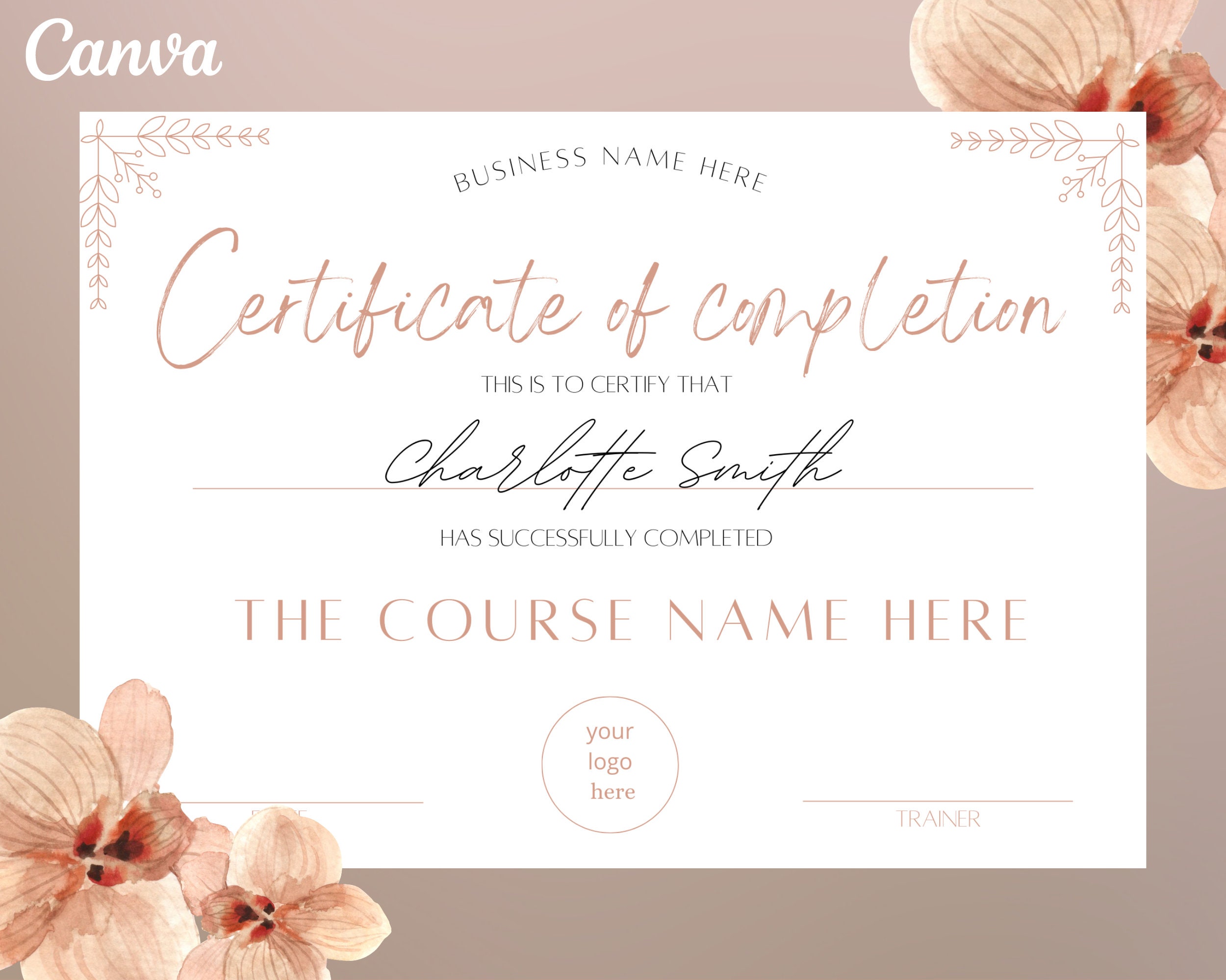 Printable Certificate of Completion Template DIY | Certificate of ...