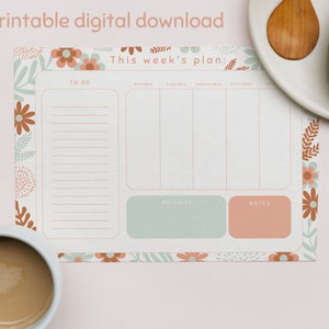 Printable Weekly Planner | Landscape Weekly Planner A4 | Boho Weekly ...