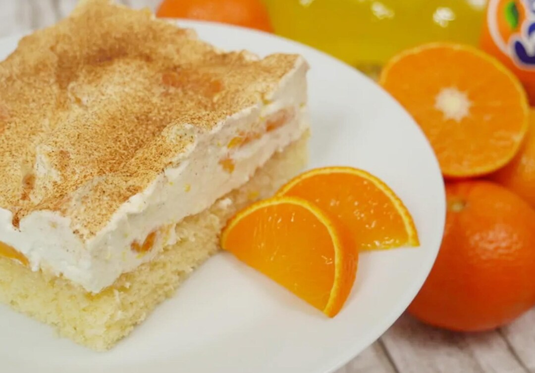 Fanta Mandarin Sour Cream Cake Recipe||english and German| Instant ...