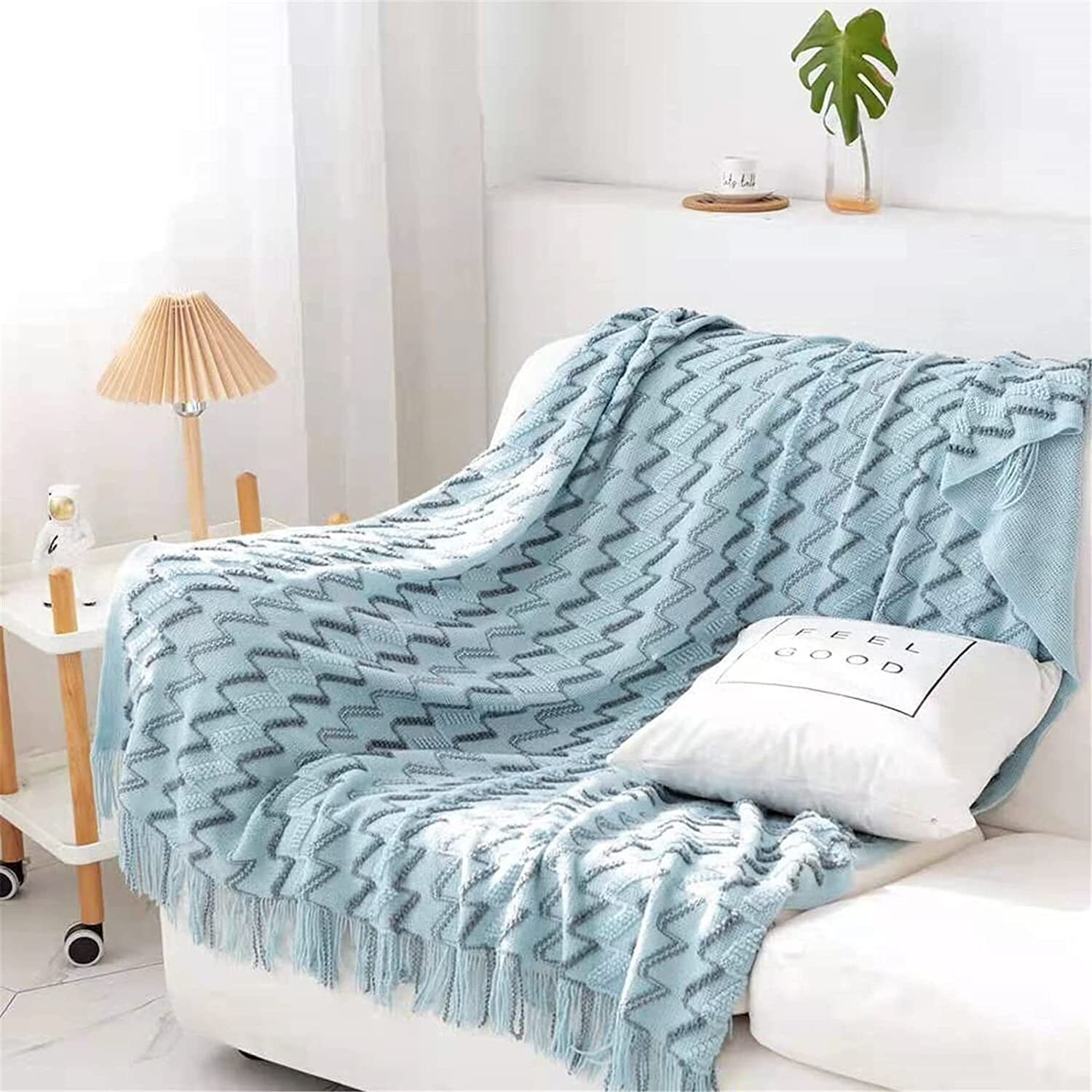 Oversized Throw Blanket Textured Knit Woven With Tassels - Etsy