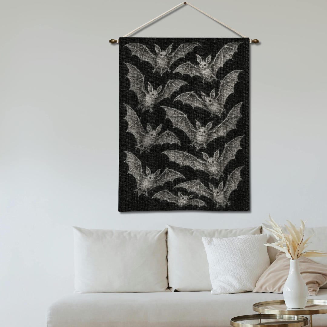 Bat Woven Tapestry: Gothic Halloween Home Decor - Etsy