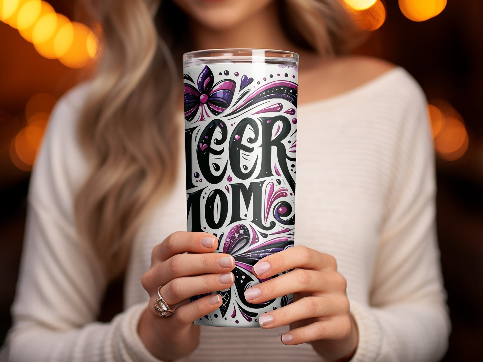 Cheer Mom Tumbler Wrap 20oz Design, Custom Name Seamless PNG ...