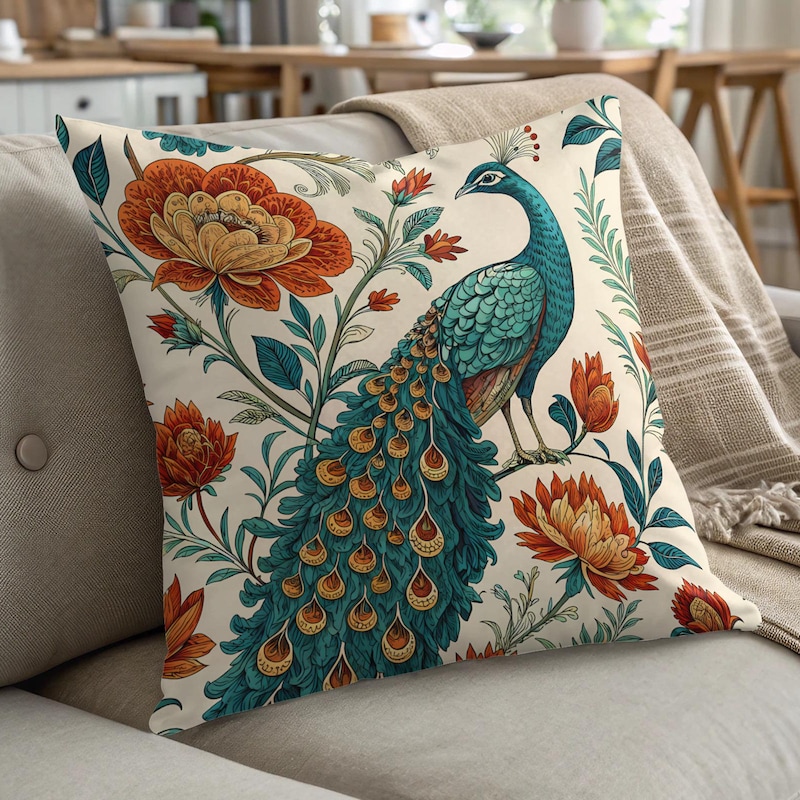 Peacock Throw Pillow - Etsy