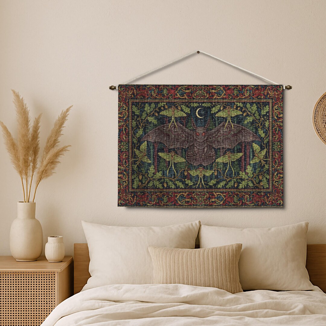 Mothman Woven Tapestry, Cryptid Gothic Home Decor, Luna Moth Art - Etsy UK