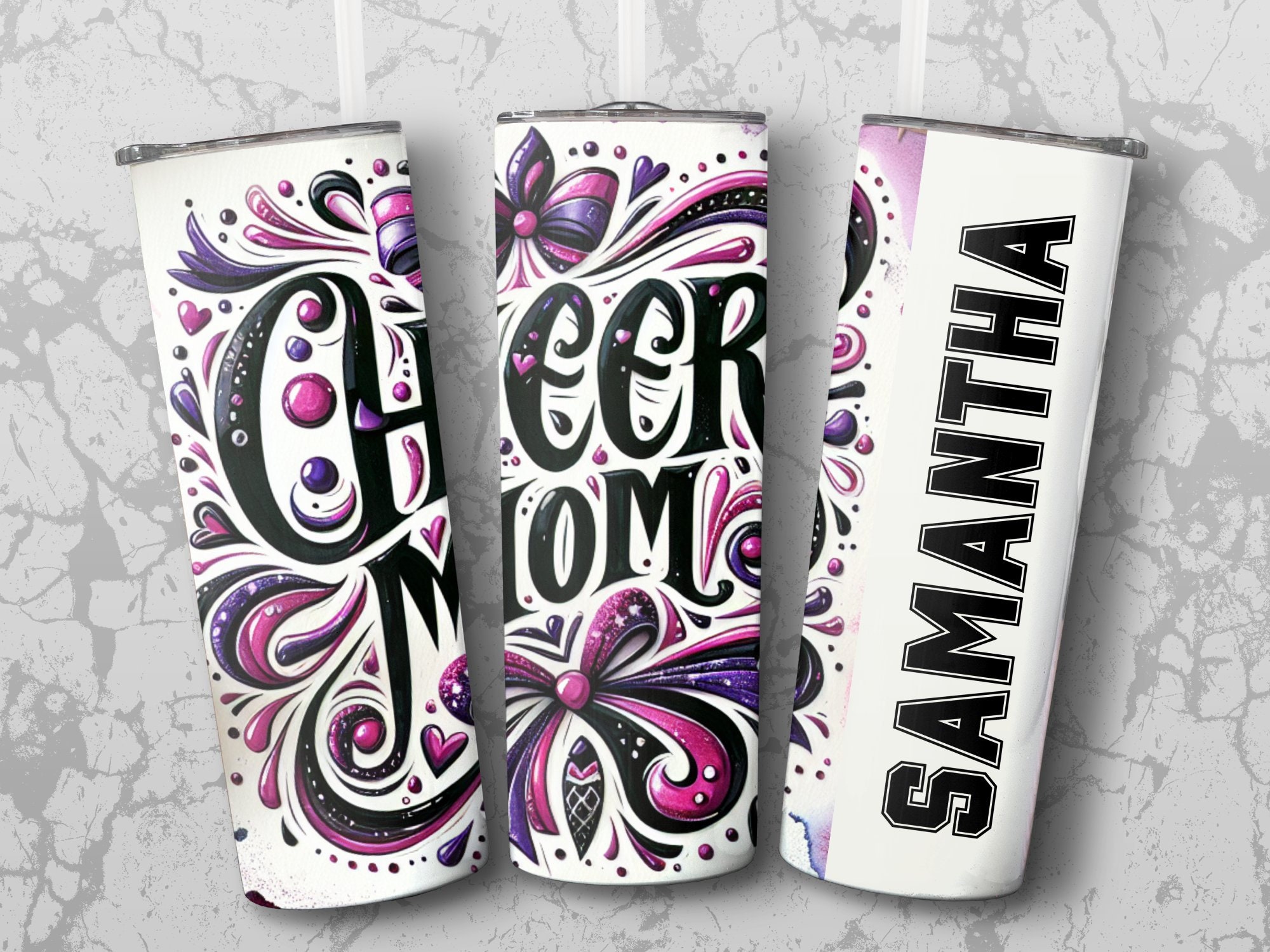 Cheer Mom Tumbler Wrap 20oz Design, Custom Name Seamless PNG ...