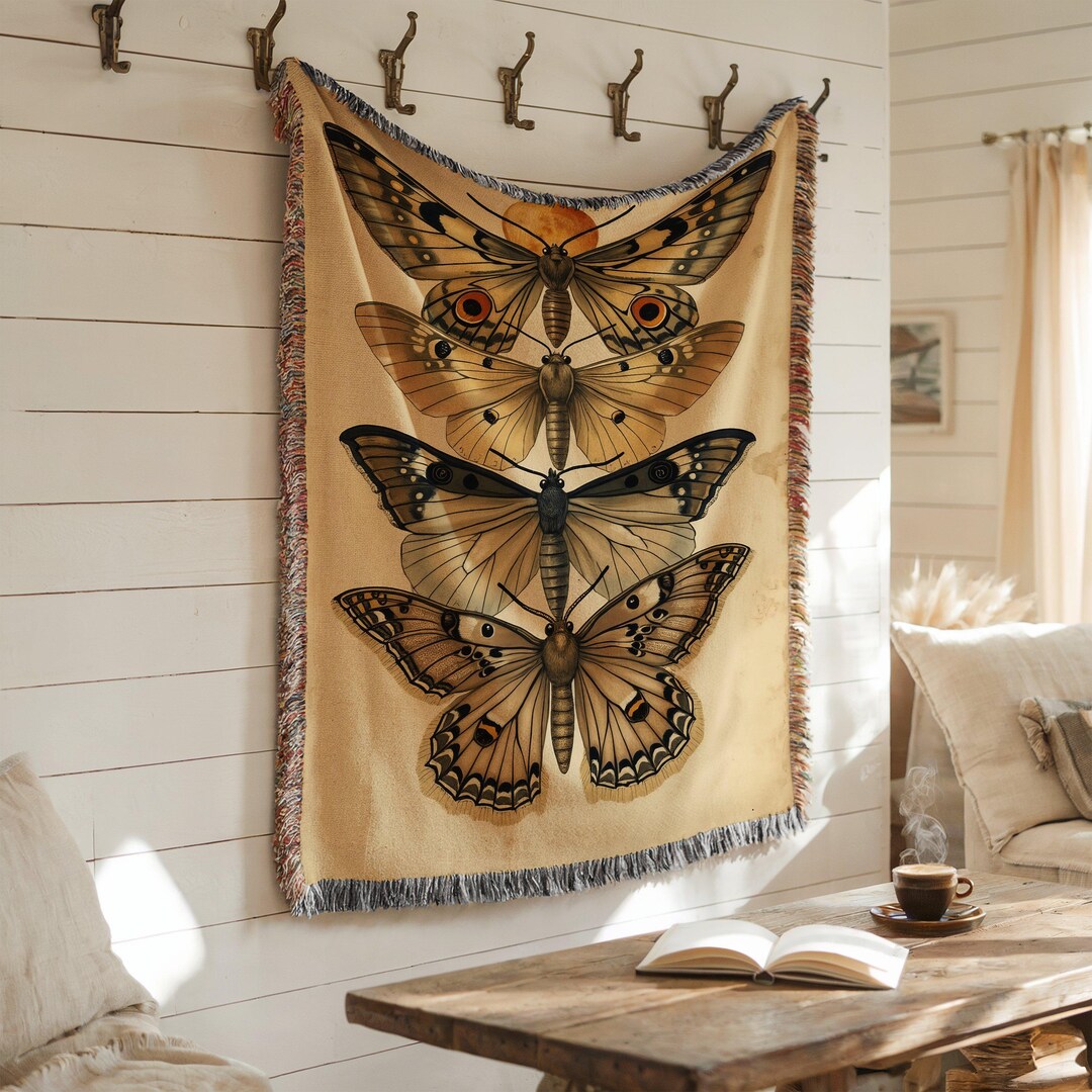 Butterfly Woven Blanket, Jacquard Throw, Wall Hanging Tapestry ...