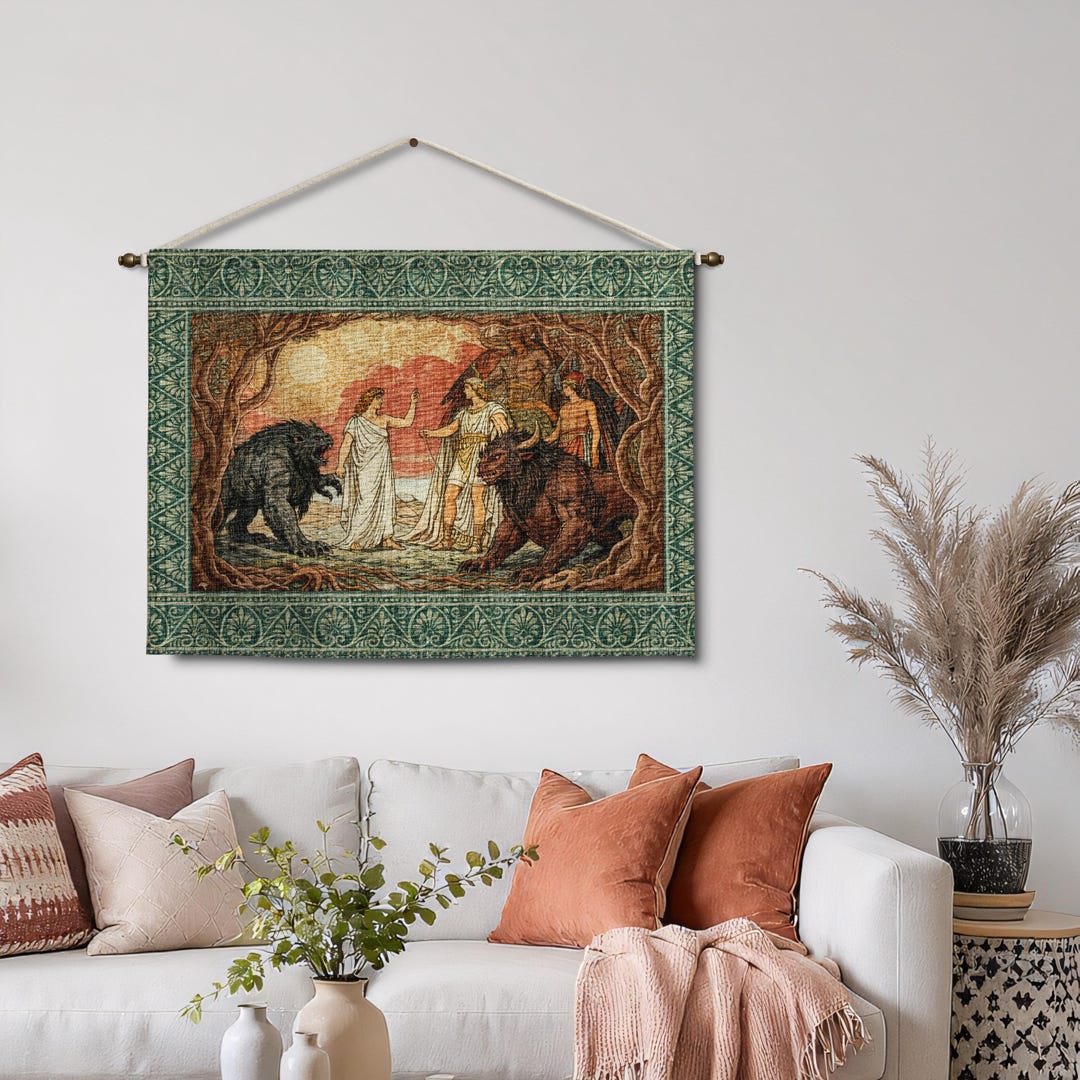 Woven Tapestry: Greek Mythology Scene, Wall Decor, Vintage Art Style - Etsy